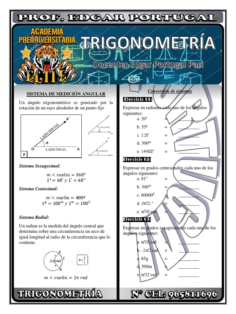 Trigo Angulo Trigonometrico Y Longitud De Arco Pdf Matemática