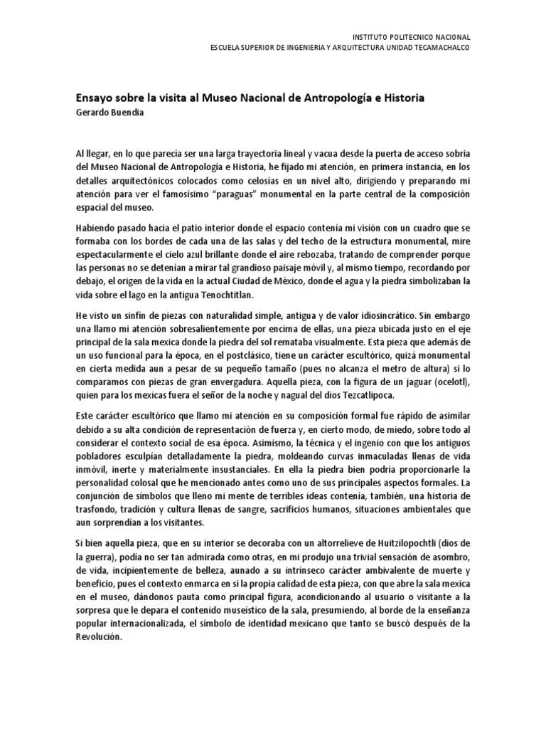 Ensayo Sobre La Visita Al Museo Nacional | PDF | Museo