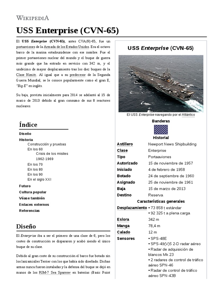USS Enterprise (CVN-65) | PDF | Buques | Conflicto armado