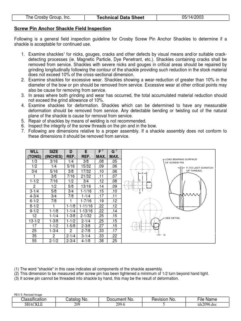 Technical-Guides Shackle Inspection Spa 2003 | PDF | Wear | Screw