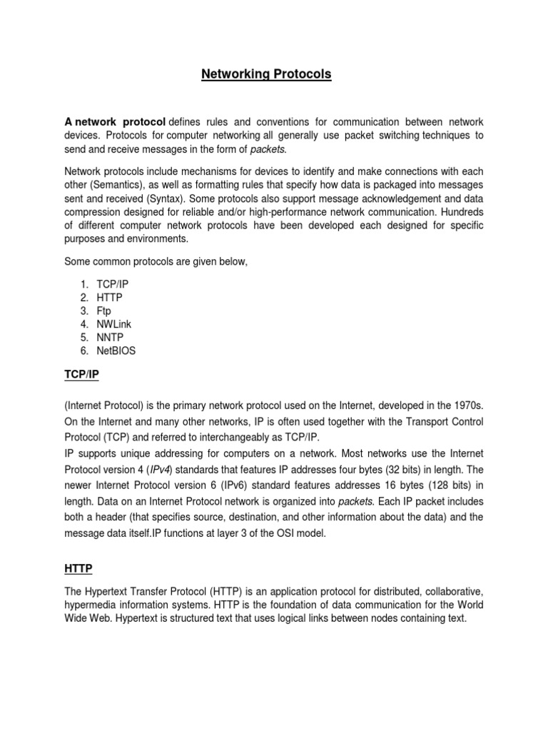 Networking Protocols: A Network Protocol | PDF | Internet Protocol Suite | Computer Network