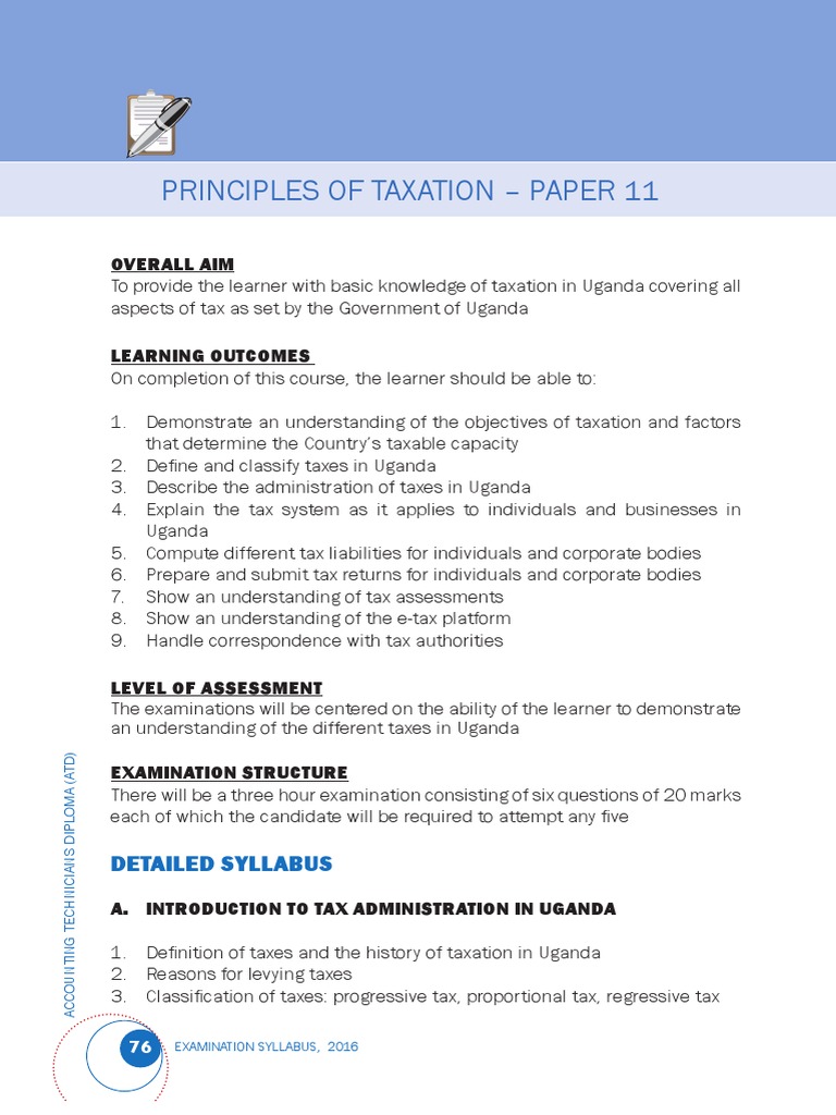 Taxation Course Outline | PDF | Income Tax | Tax Deduction