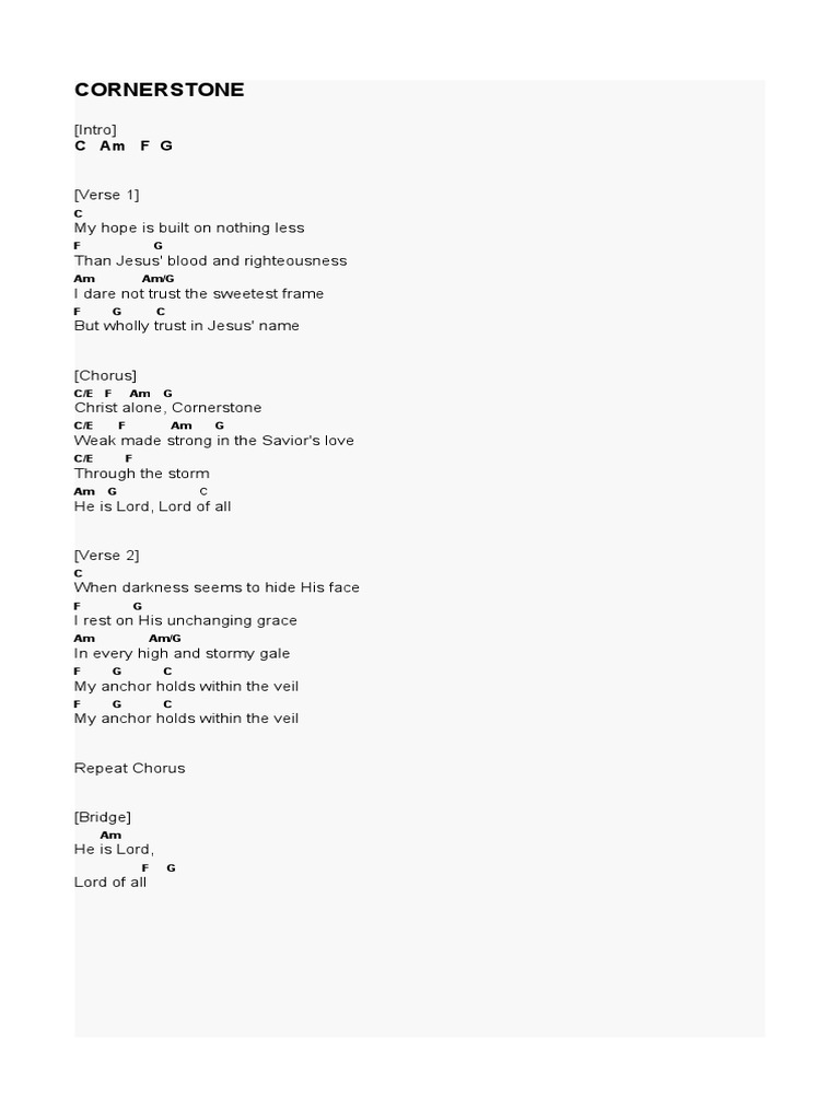 Cornerstone by Hillsong | PDF | Song Structure | Heaven