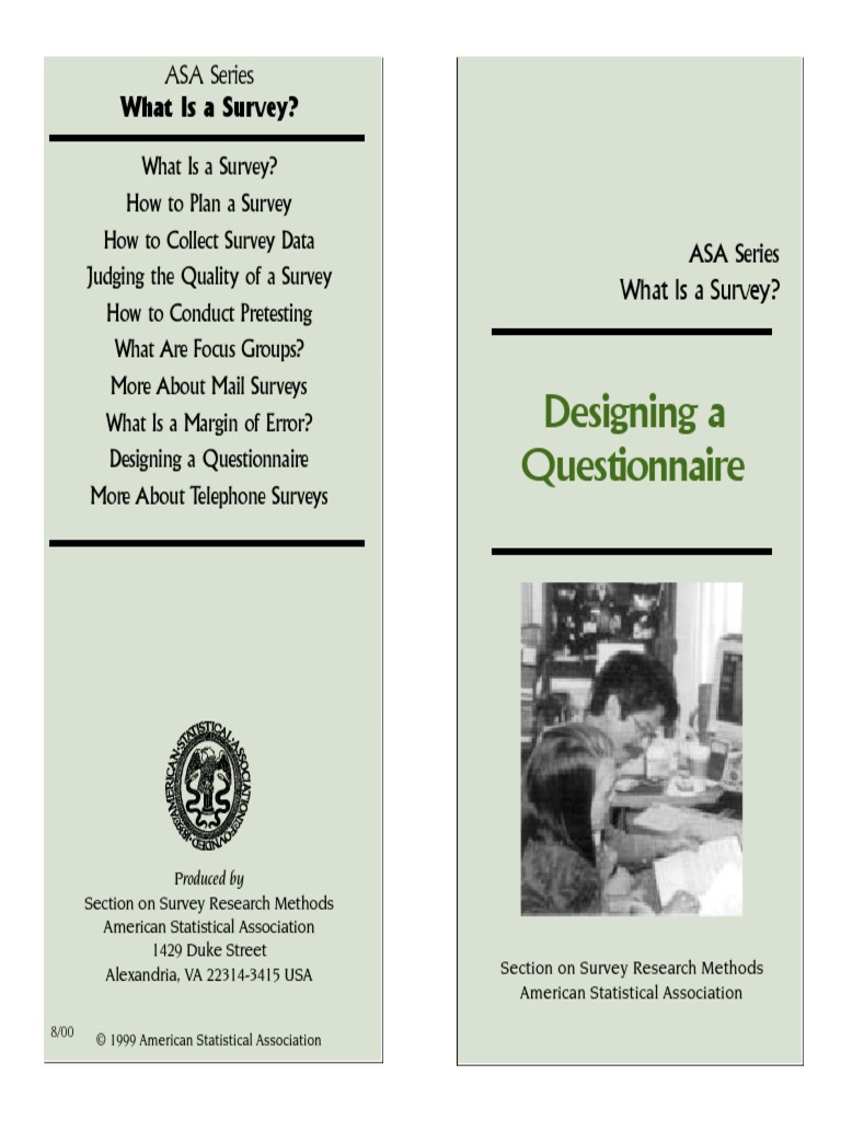 ASA - Designing A Questionnaire PDF | PDF | Survey Methodology ...