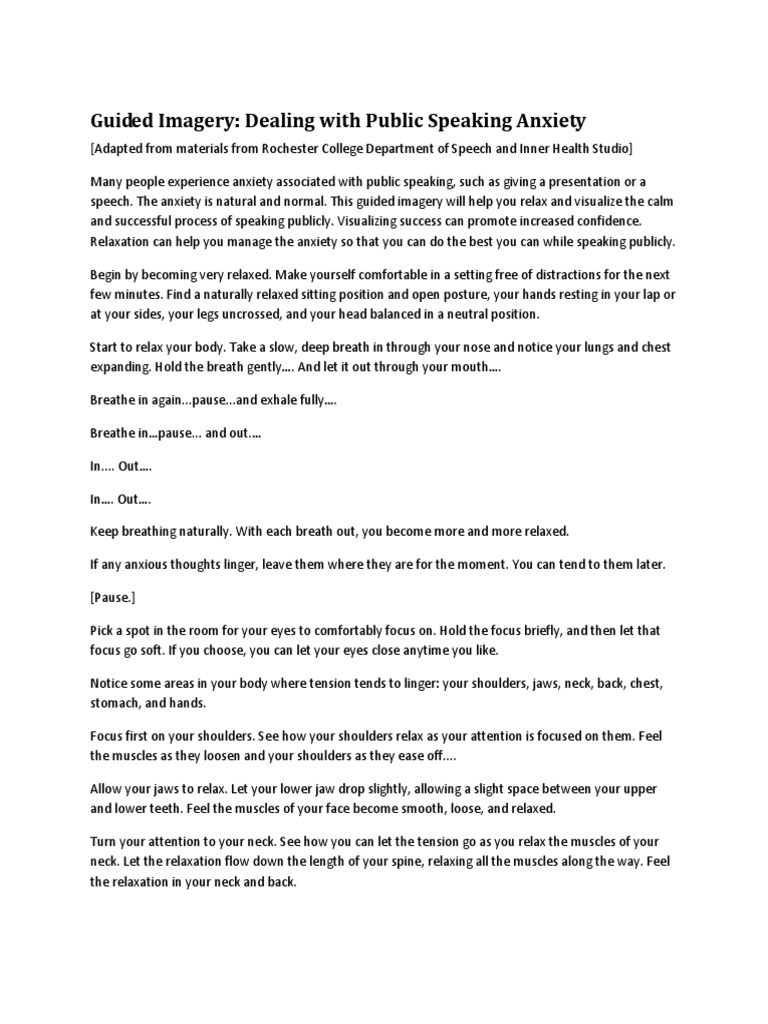 Guided Imagery: Dealing With Public Speaking Anxiety | PDF | Relaxation ...