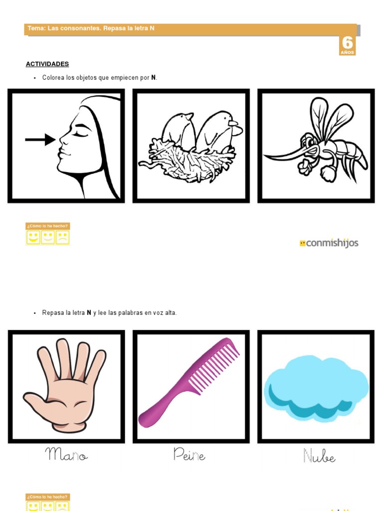 Fichas Lectoescritura Consonantes N | PDF
