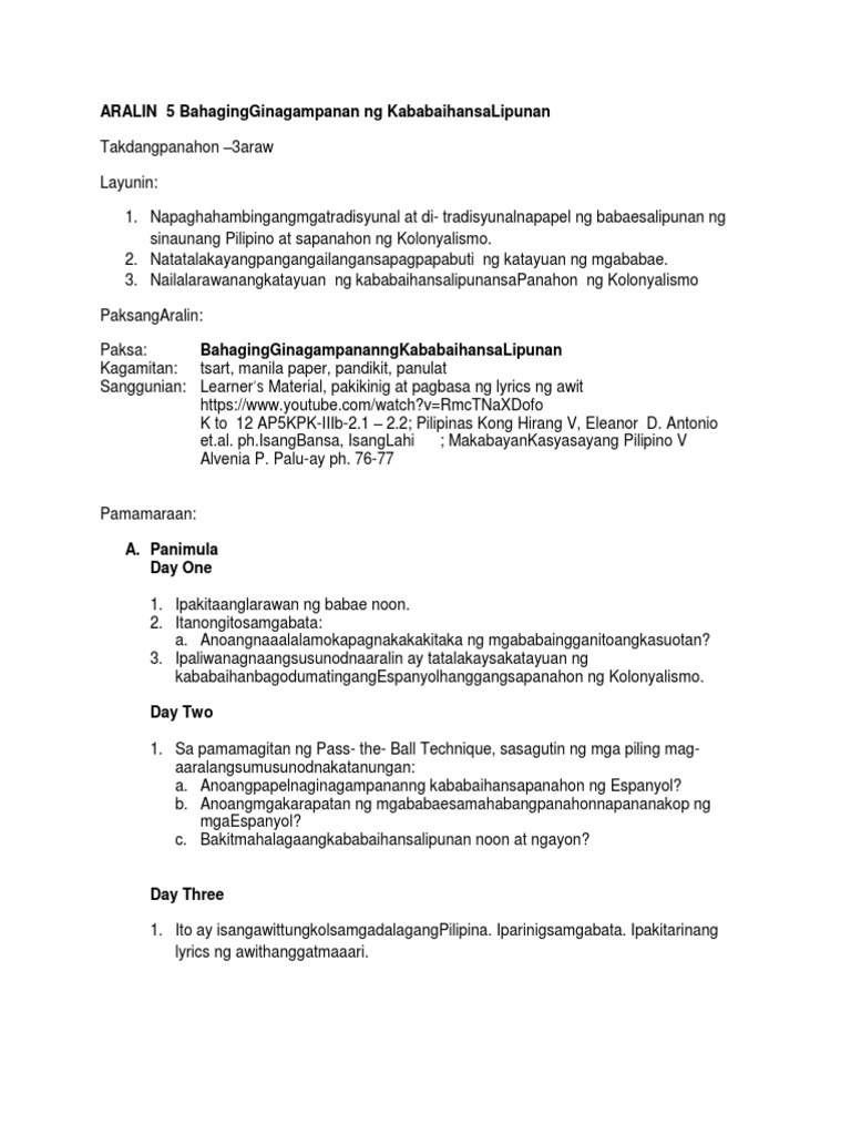 Grade 5 Teachers Guide AP Q3 Aralin 5 | PDF