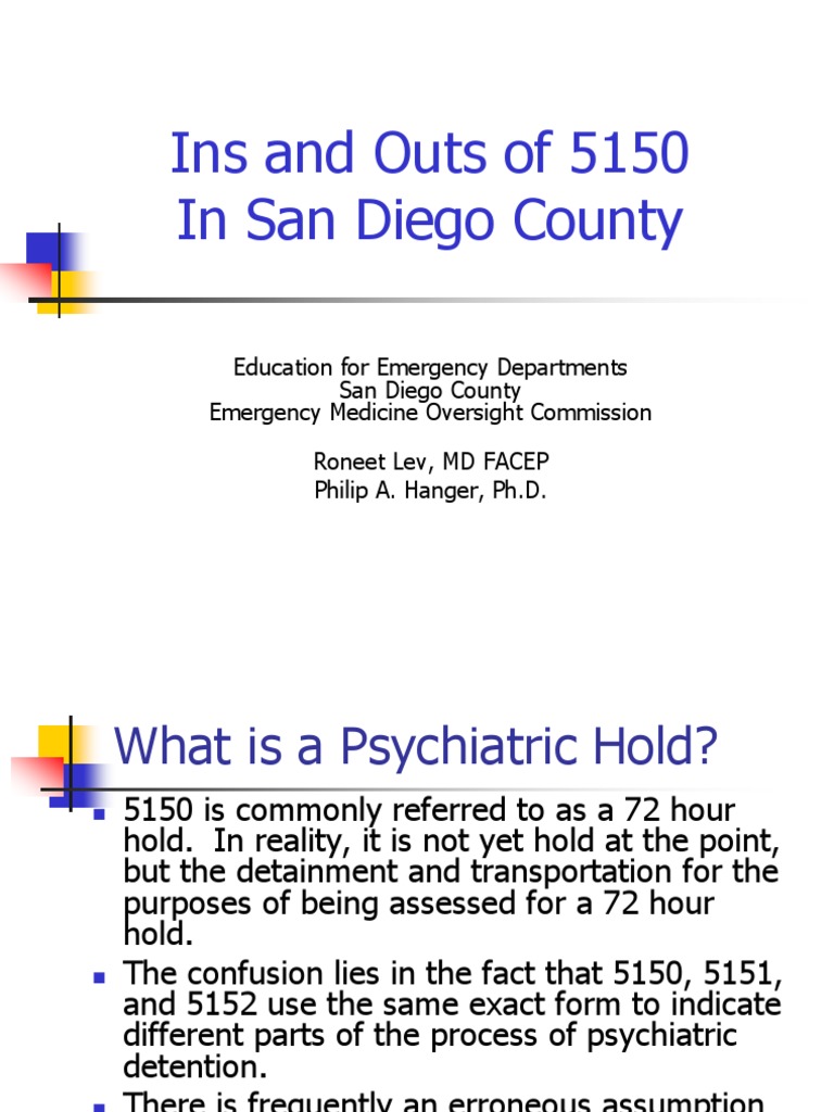 Understanding 5150 Holds in San Diego | PDF | Patient | Emergency ...