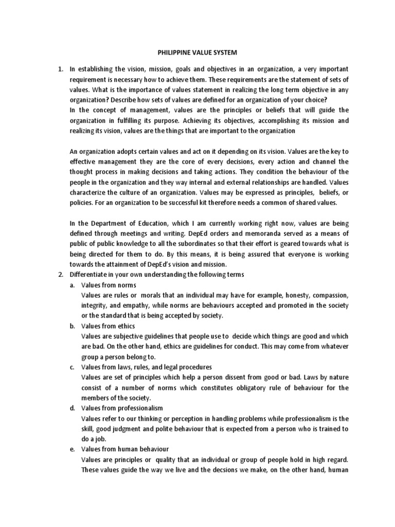 Philippine Value System | PDF | Value (Ethics) | Decision Making
