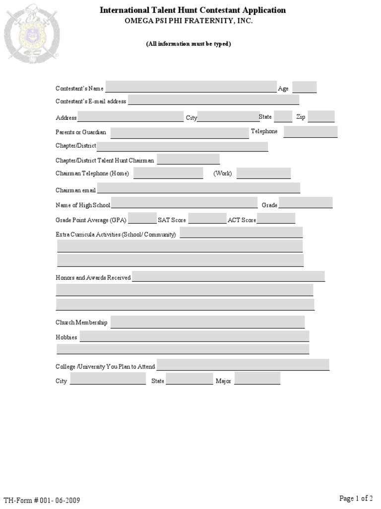 International Talent Hunt Application Form | PDF