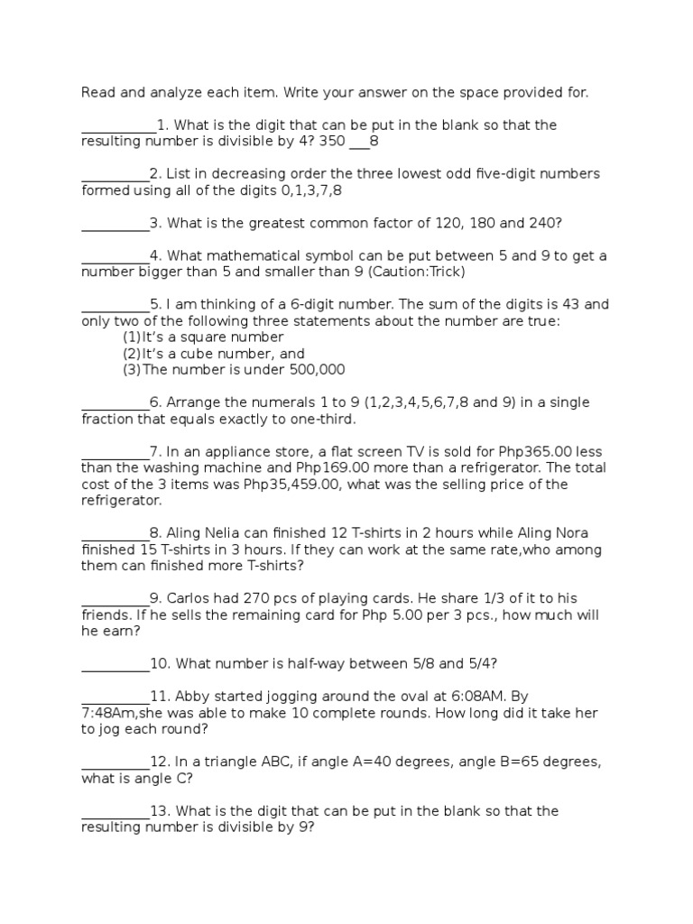Mtap 2018 | PDF | Odds | Numbers