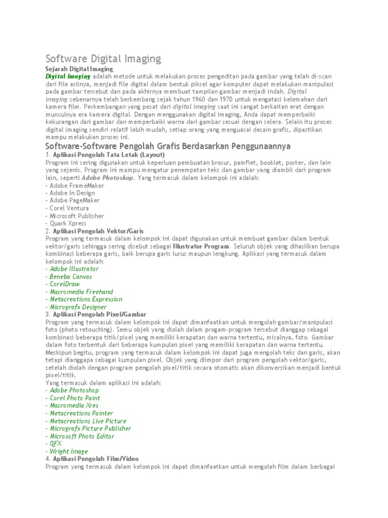 Software Digital Imaging dan Aplikasinya | PDF