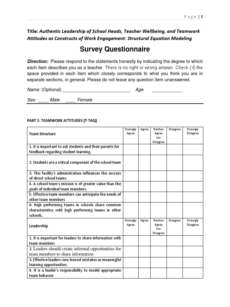 Final2 Modified Questionnaire IR2 | PDF | Leadership | Attitude (Psychology)