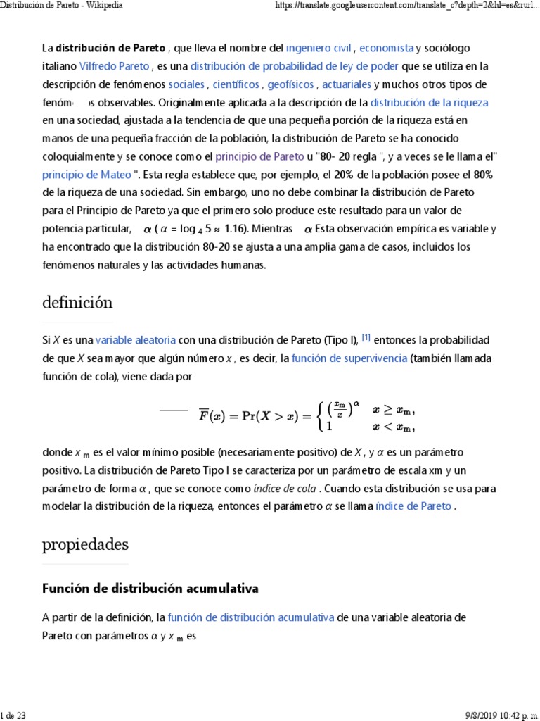 Distribución de Pareto PDF | PDF | Distribución de probabilidad ...