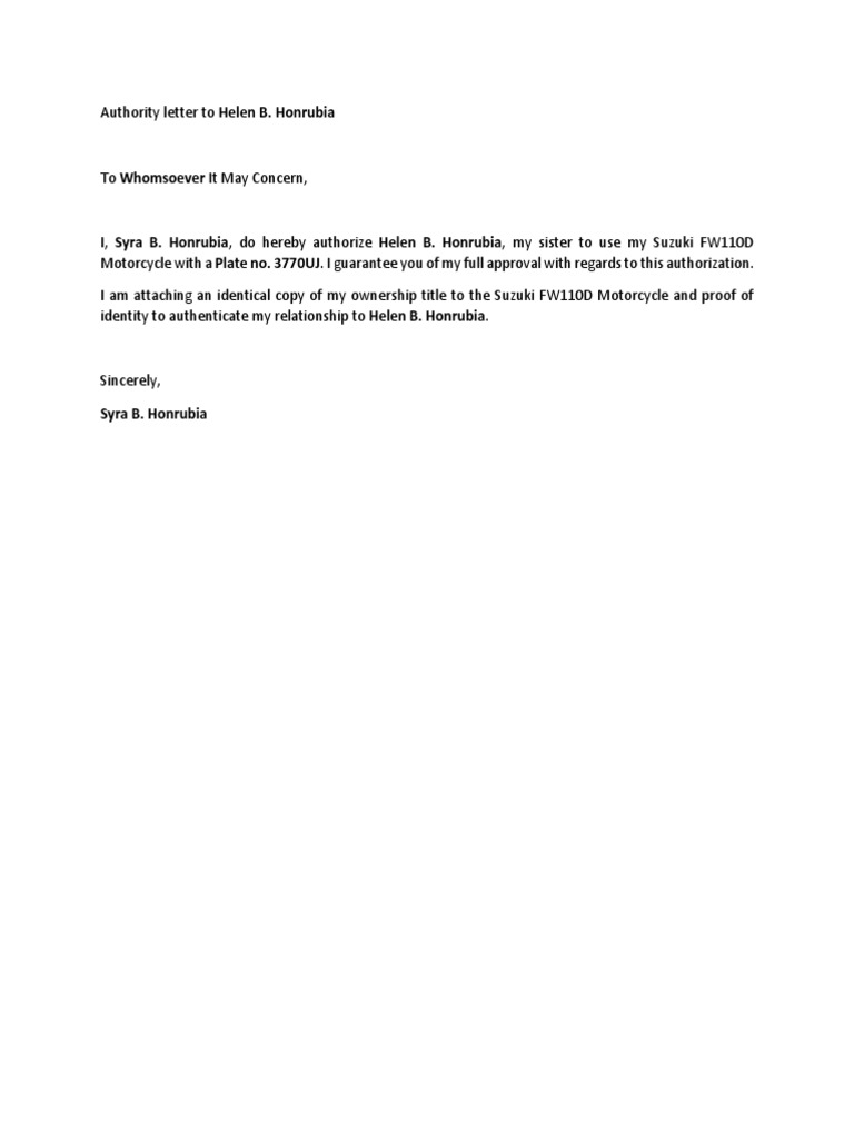 Authorization Letter | PDF