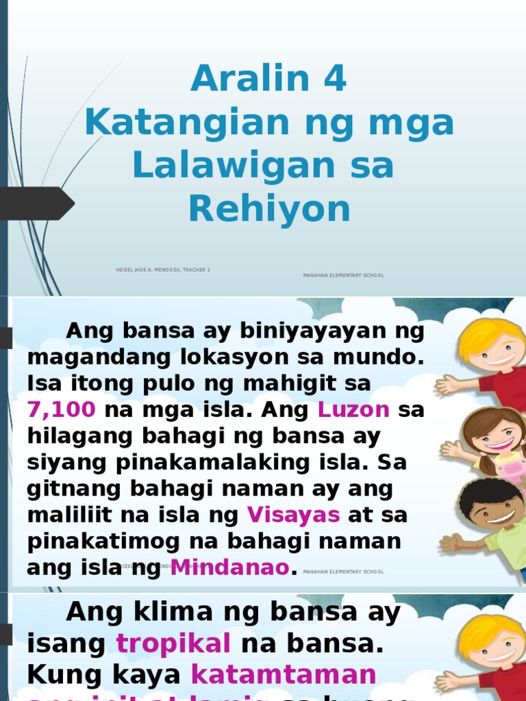 Aralin 4 - Katangian NG Mga Lalawigan Sa Rehiyon | PDF