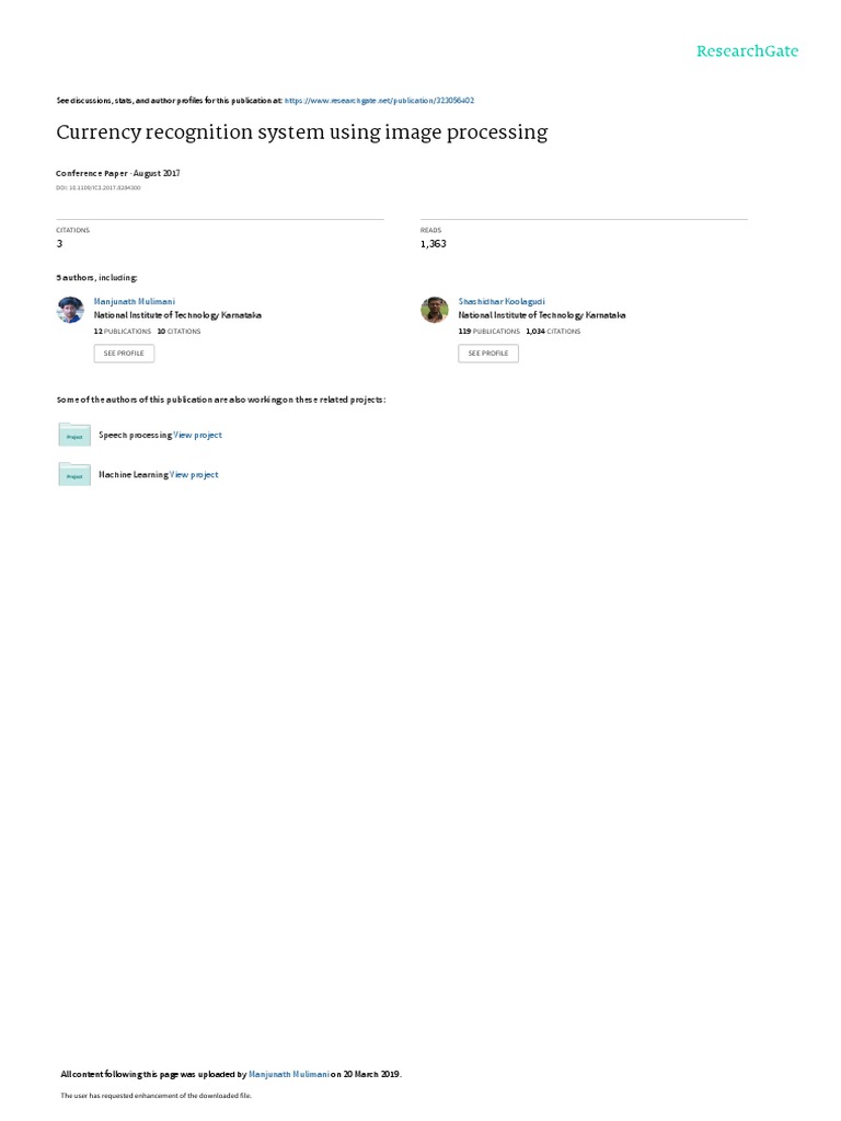 Currency Recognition System Using Image Processing: August 2017 | PDF ...