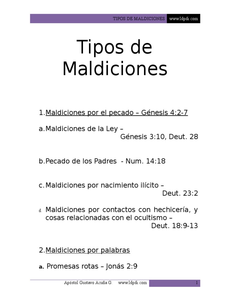 Tipos De Maldiciones Pdf Pecado Cristo Título