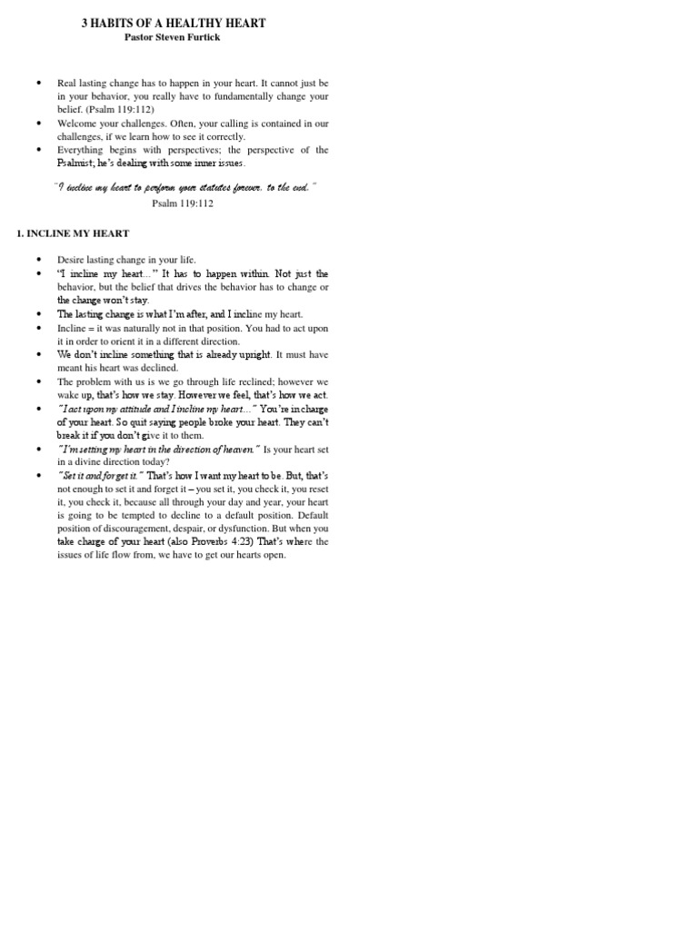 3 Habits of A Healthy Heart | PDF