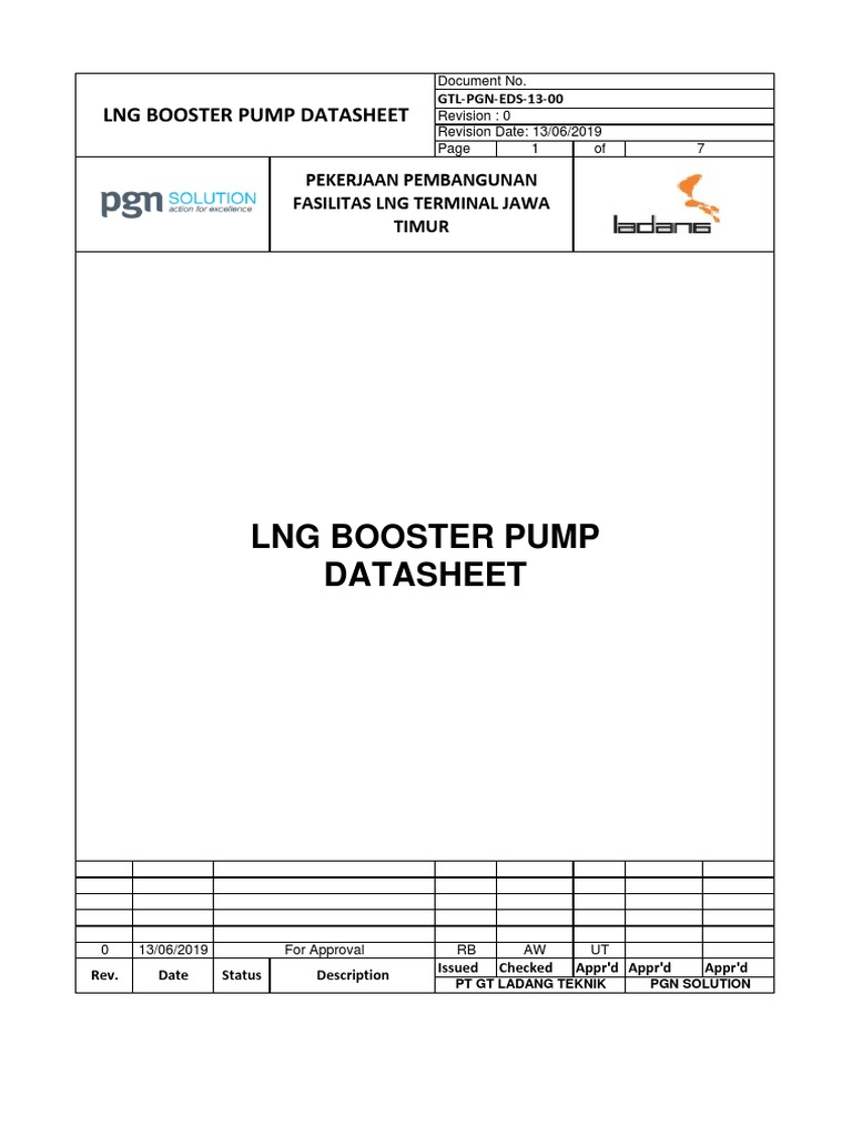 LNG Booster Pump Datasheet | PDF | Pump | Alternating Current