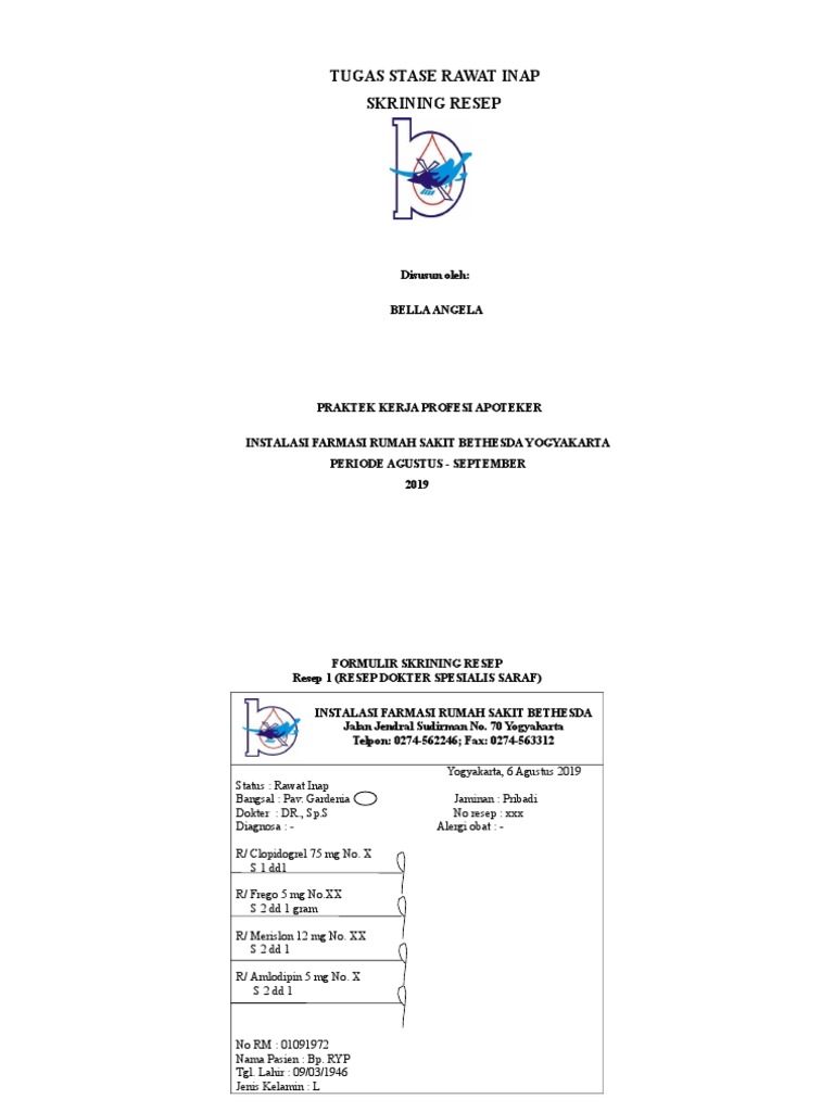 Formulir Skrining Resep Bella | PDF