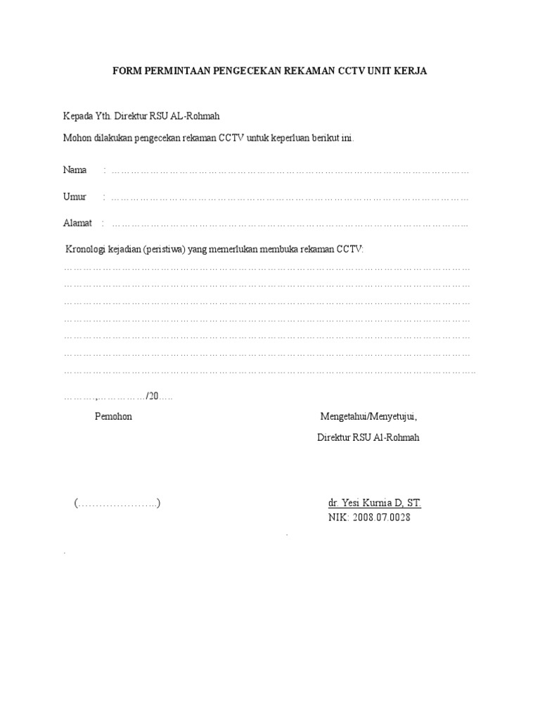 Form Permintaan Pengecekan Rekaman CCTV Unit Kerja | PDF