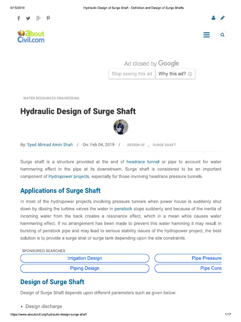Surge Shaft Design | PDF