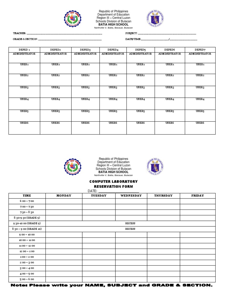 Computer Lab Sched | PDF