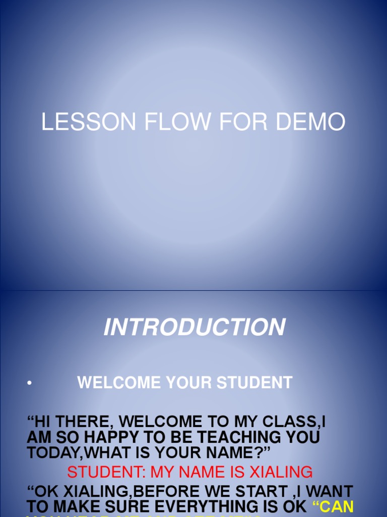 Lesson Flow For Demo | PDF