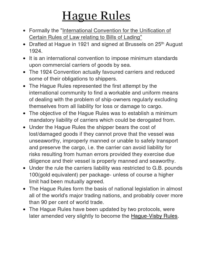 Hague Rules | PDF | Legal Concepts | Civil Law (Legal System)