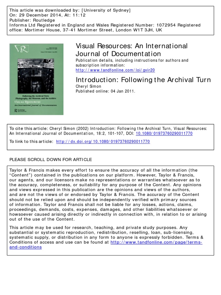 Introduction: Following The Archival Turn PDF | PDF | Discourse ...
