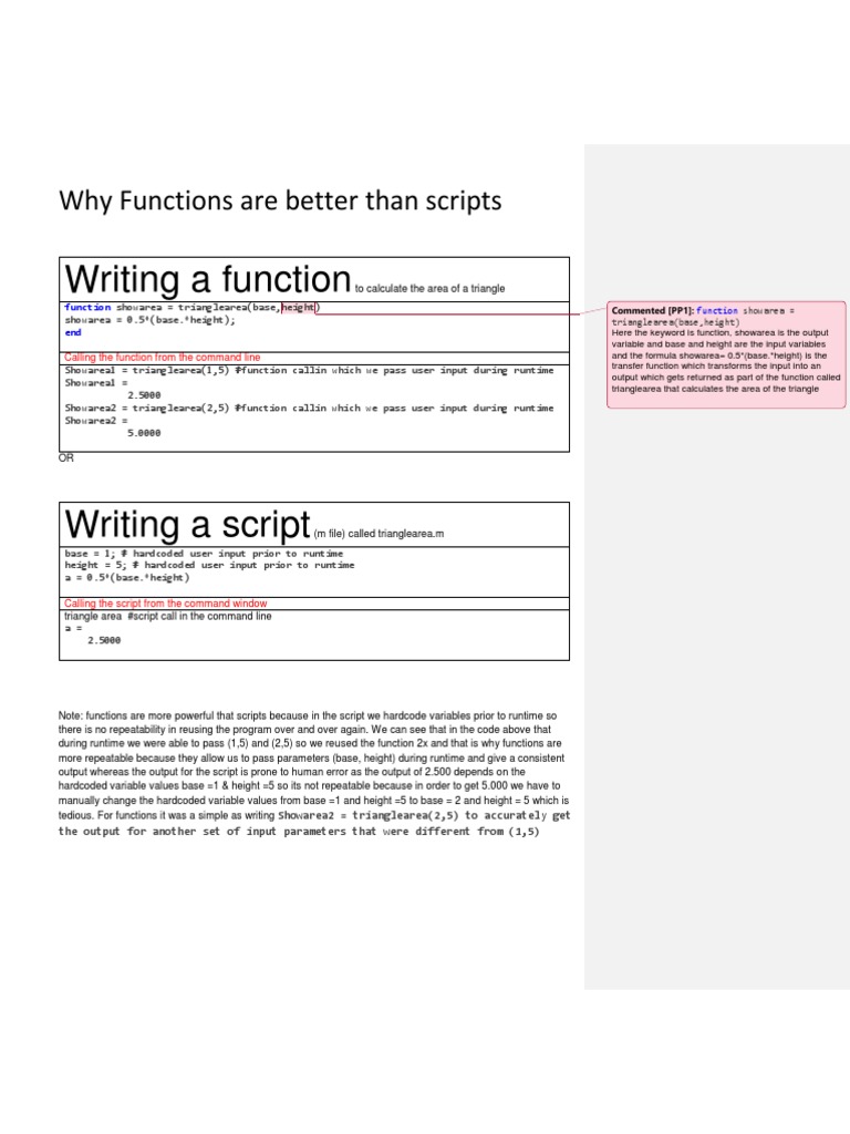 Writing A Function: Why Functions Are Better Than Scripts | PDF ...