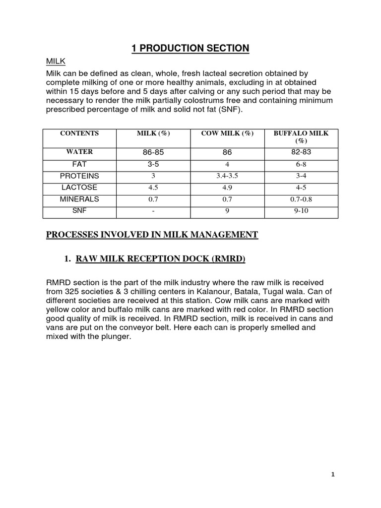 1 Production Section 11 | PDF | Milk | Powdered Milk