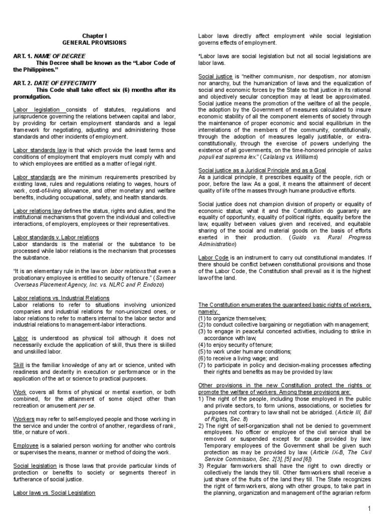 Azucena Labor Code Book Summary | PDF | Employment | Labour Law