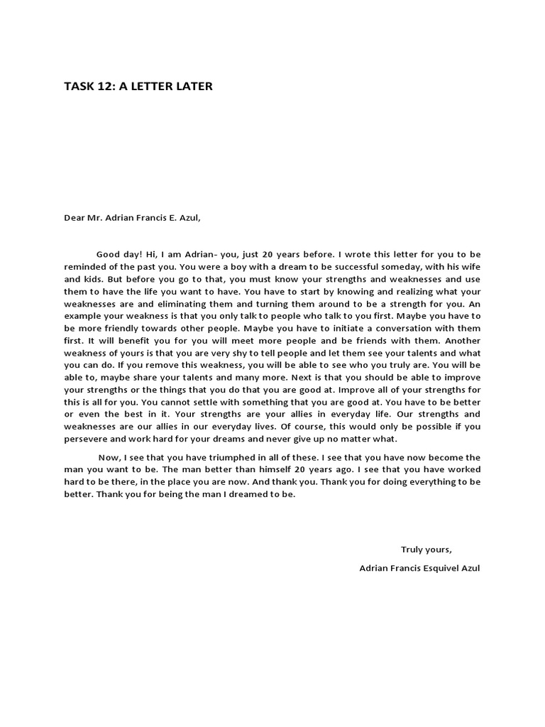 Task 12: A Letter Later | PDF