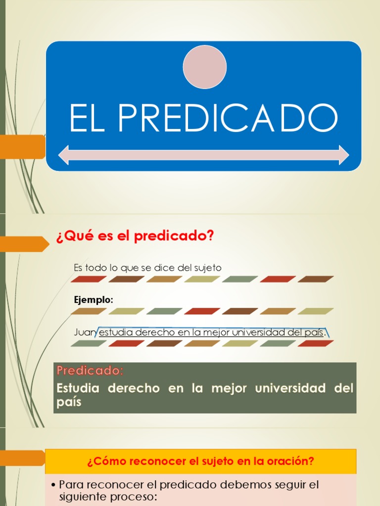 El Predicado y Sus Partes | PDF | Predicado (Gramática) | Asunto ...
