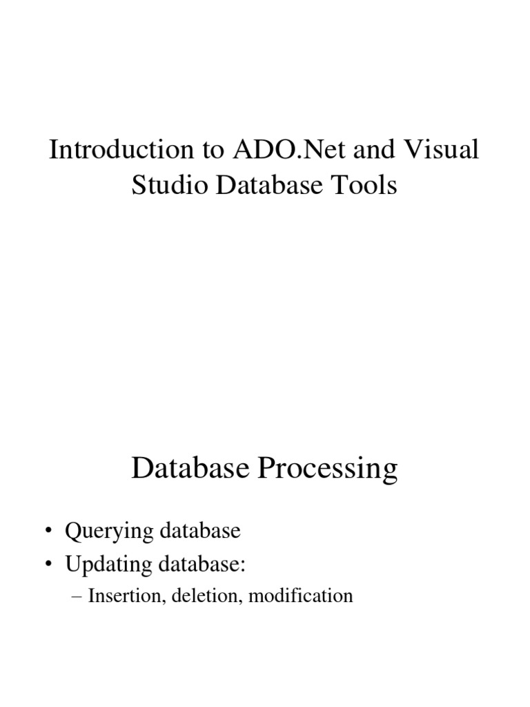 01 VBNetSQL | PDF | Microsoft Access | Active X Data Objects