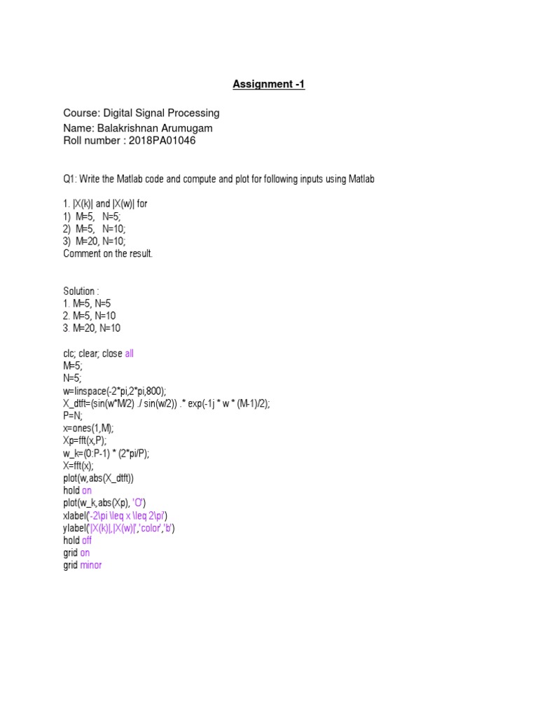 DSP Assignment 2018PA01046 | PDF | Computer Engineering | Electronics