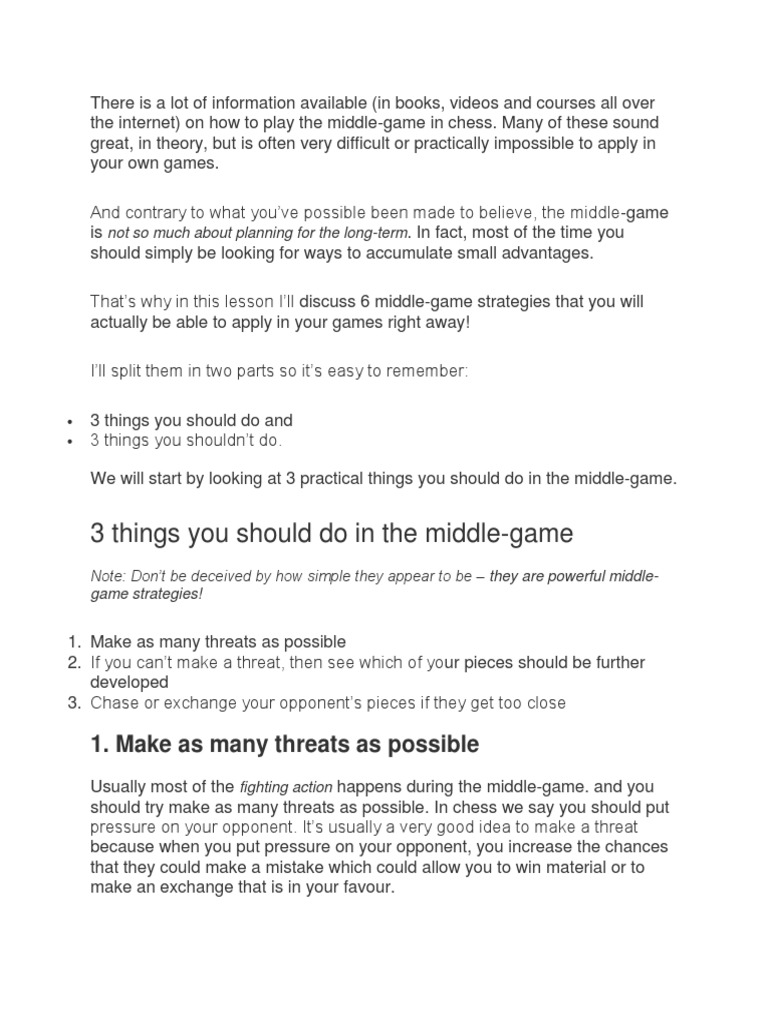 Middlegame Basics | PDF | Competitive Games | Traditional Games