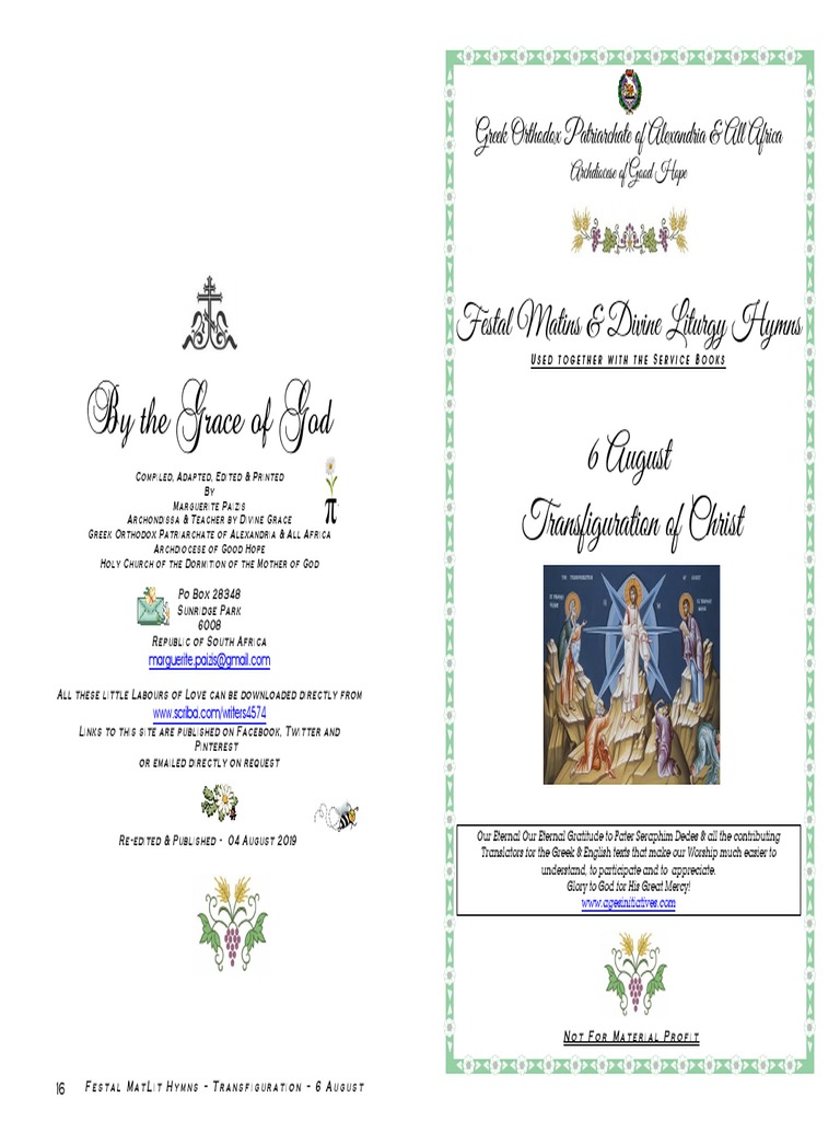2019-6 Aug - Matlit Hymns - Transfiguration | PDF | Religious Behaviour ...
