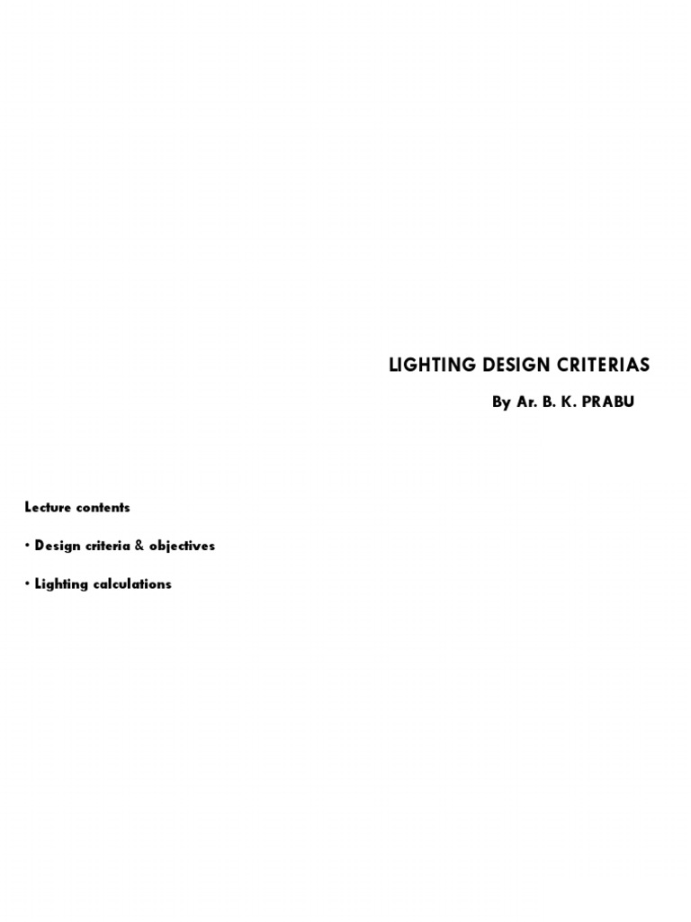 Lighting Design Criterias | PDF | Lighting | Interior Design