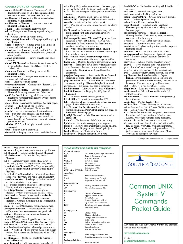 Unix Pocket Guide | PDF | Command Line Interface | File Transfer Protocol