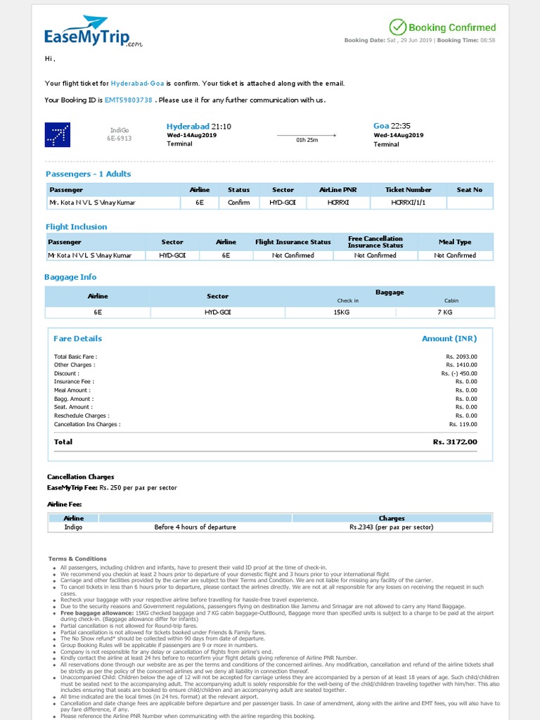 Flight ticket booking confirmation | PDF | Airlines | Airport