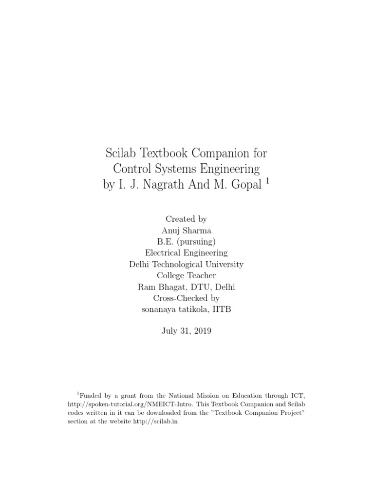 Scilab Files Control Systems Engineering by Madan Gopal | PDF | Control ...