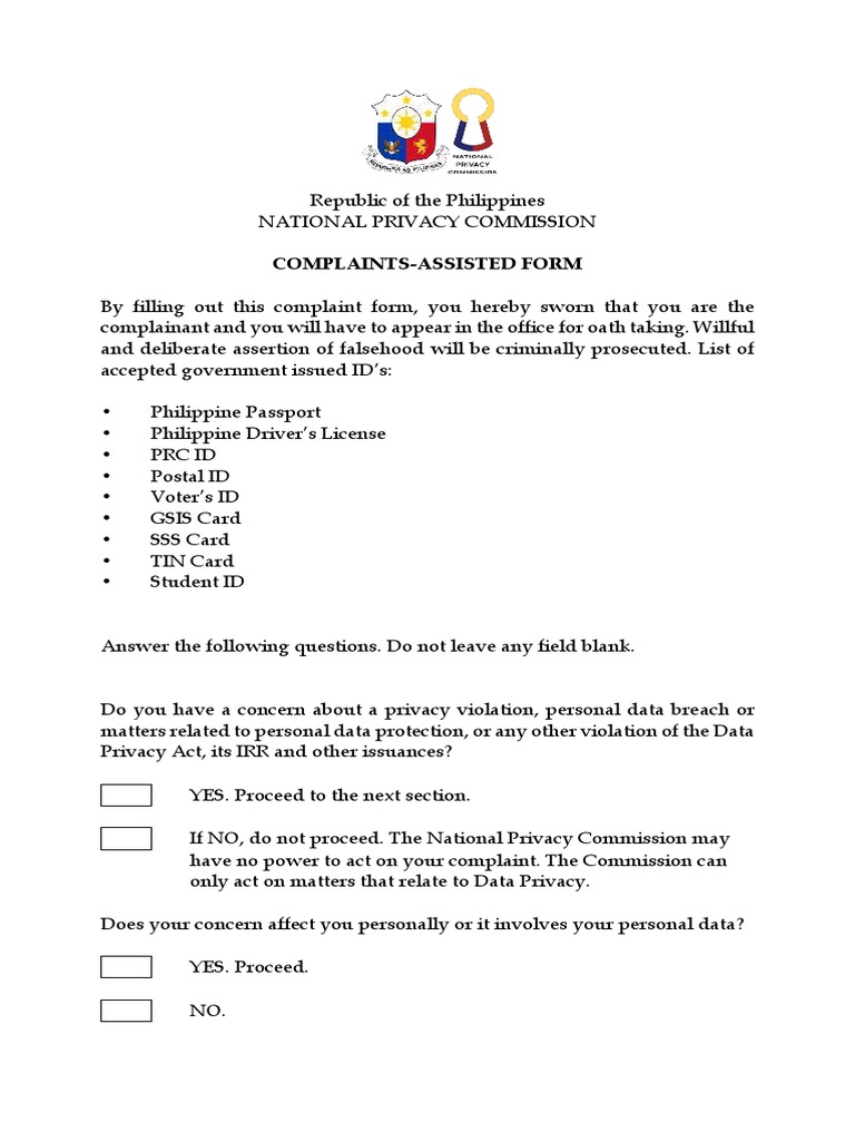 NPC Complaint | PDF | Personally Identifiable Information | Privacy