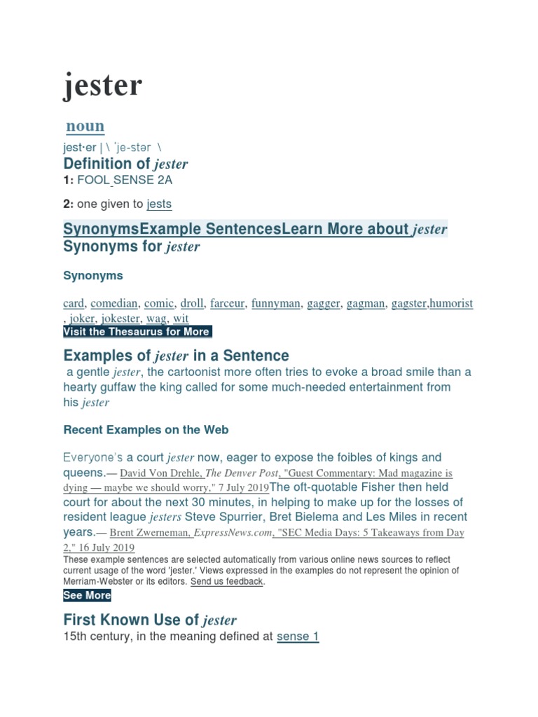 Jester Meaning | PDF