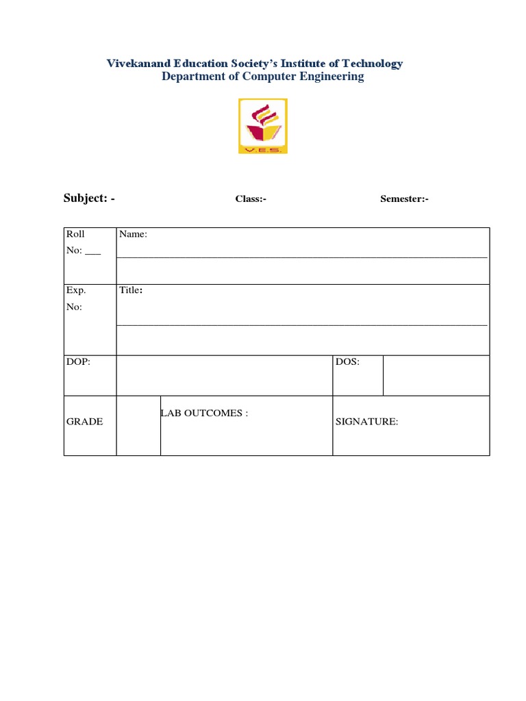 Template For Front Page | PDF