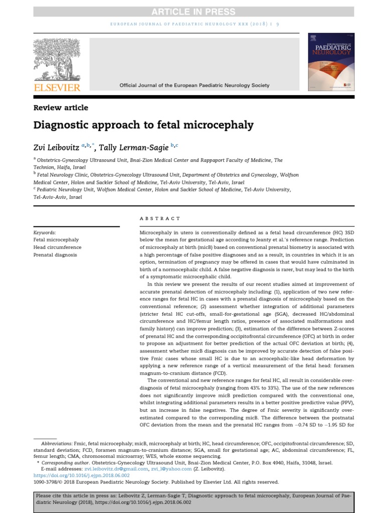 Diagnostic Approach To Fetal Microcephaly | PDF | Fetus | Reference Range