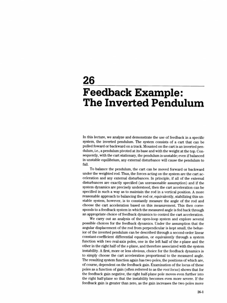 26 Feedback Example: The Inverted Pendulum | PDF | Feedback | Physics