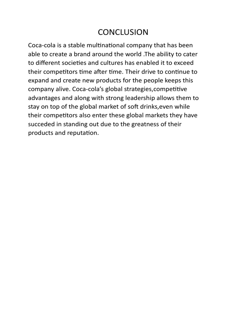 CONCLUSION Coca Cola | PDF